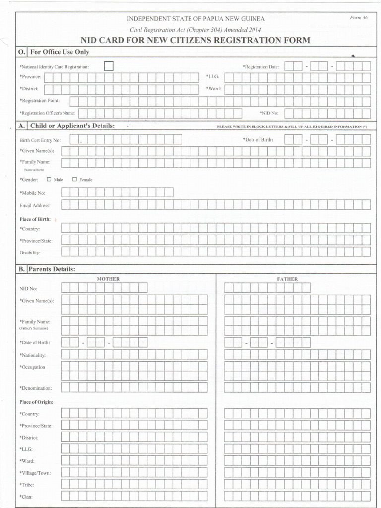 Births NID Registration Form New Citizenship Form | PDF
