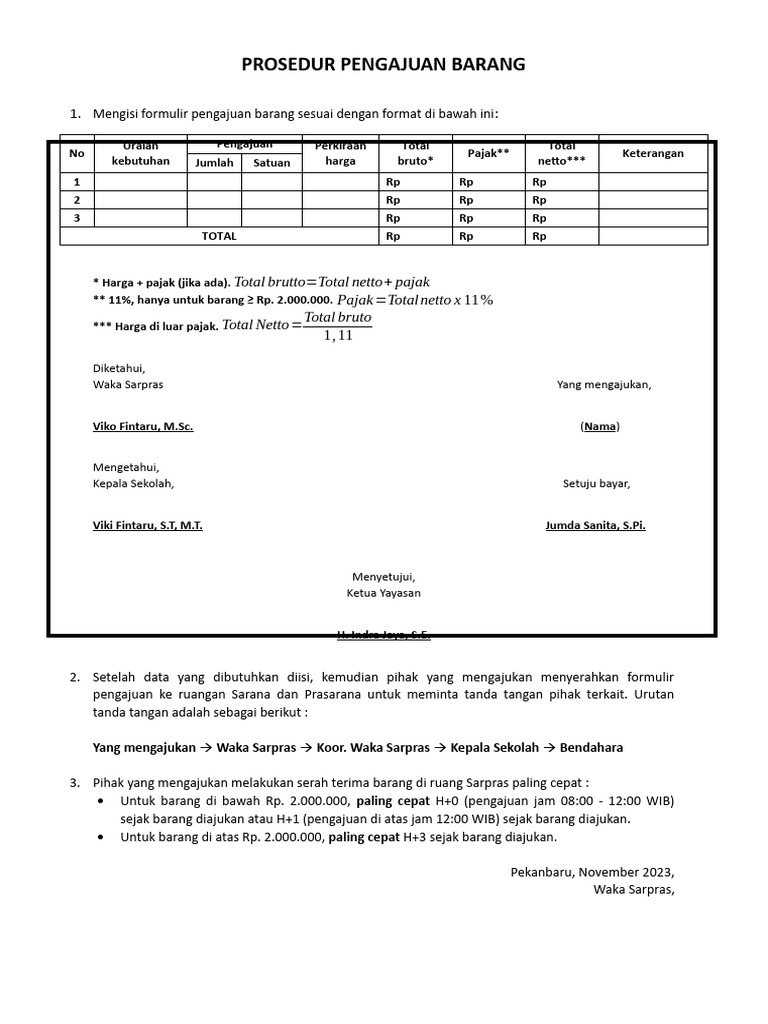 Prosedur Pengajuan Barang | PDF