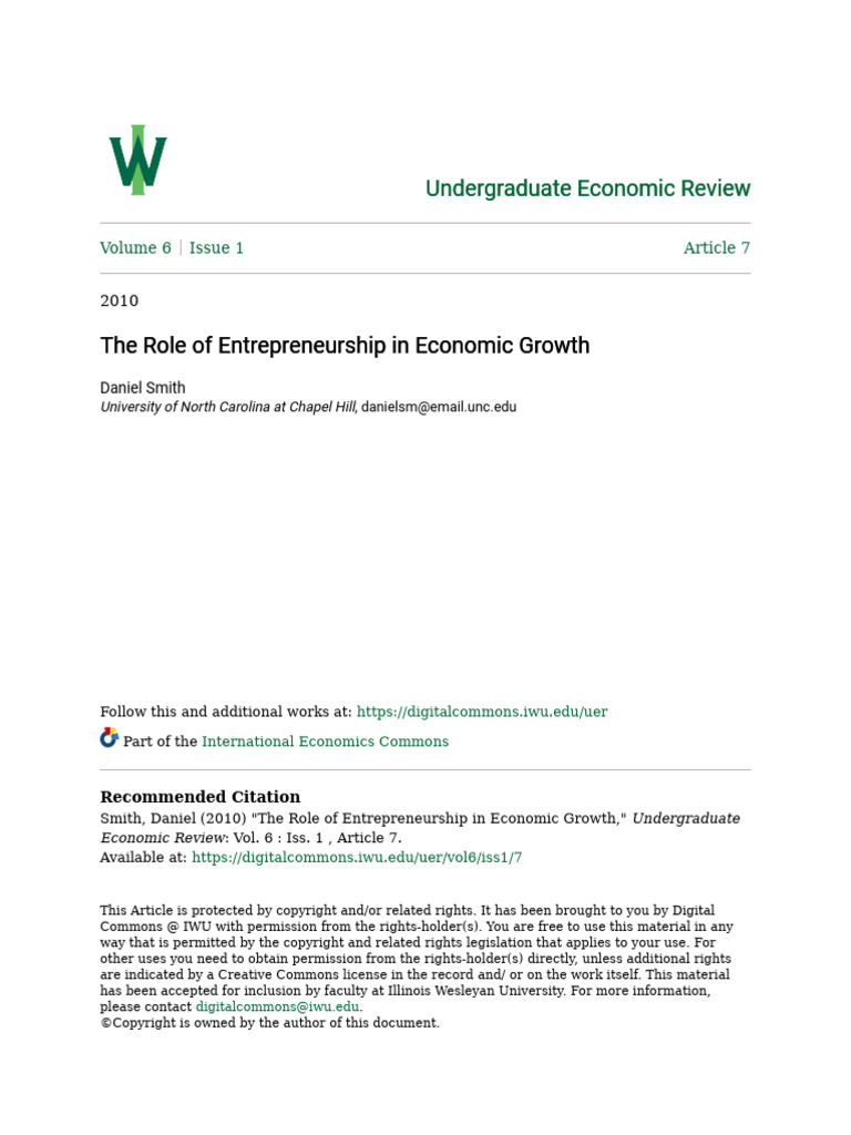 The Role of Entrepreneurship in Economic Growth | PDF ...