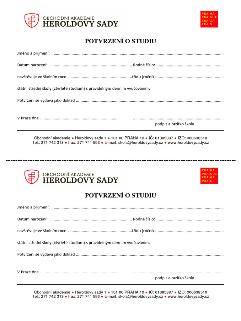 Potvrzeni o Studiu 2014 | PDF