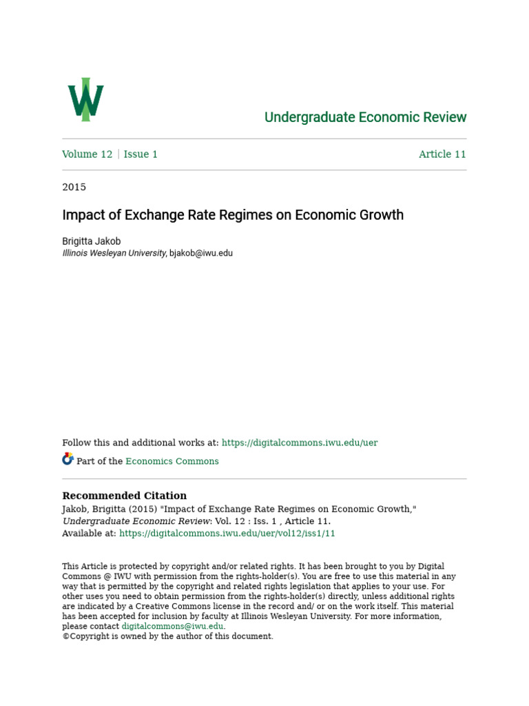 The Impact of Exchange Rate Regimes On Economic Growth | PDF