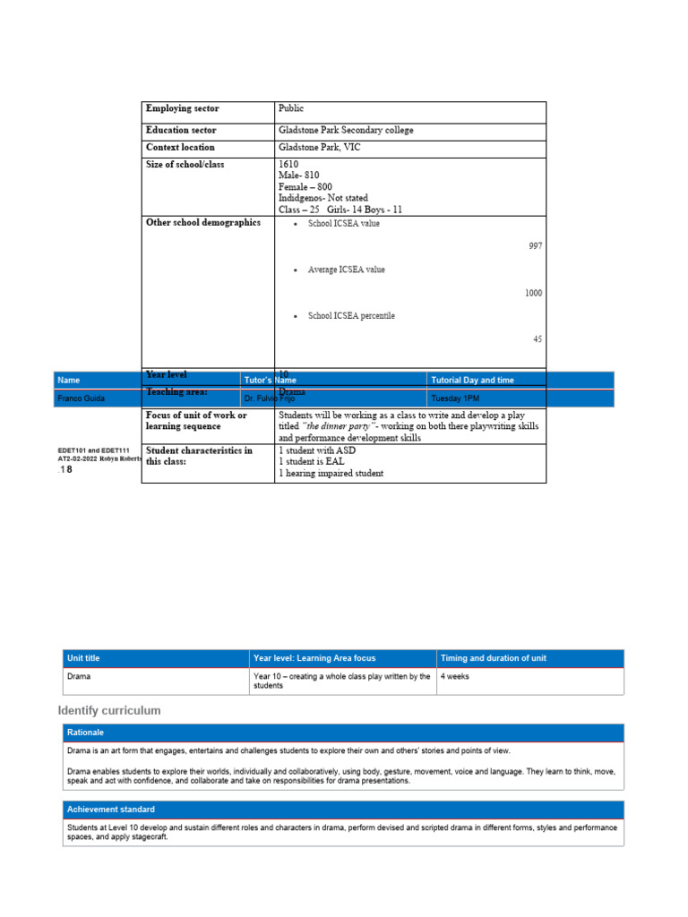 Lesson Plan Drama Year 10 | PDF | Learning | Intelligence