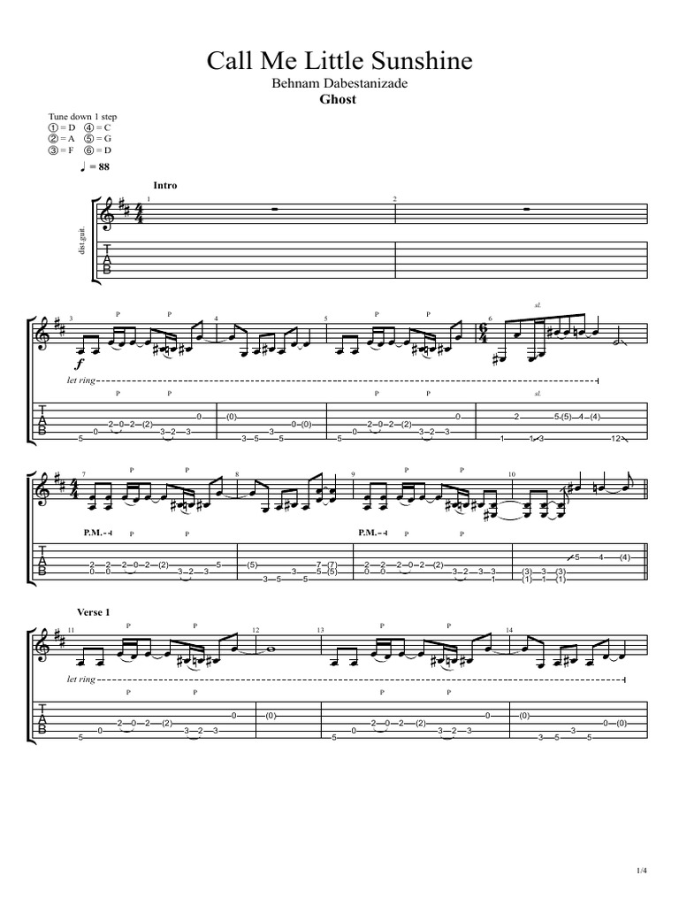 Call Me Little Sunshine Tabs | PDF | Songs | Musical Forms