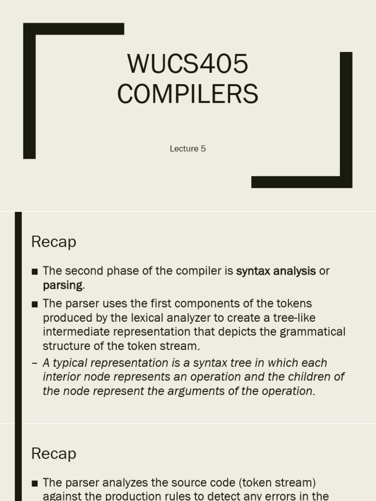 Lecture 5 | PDF | Parsing | Syntax (Logic)