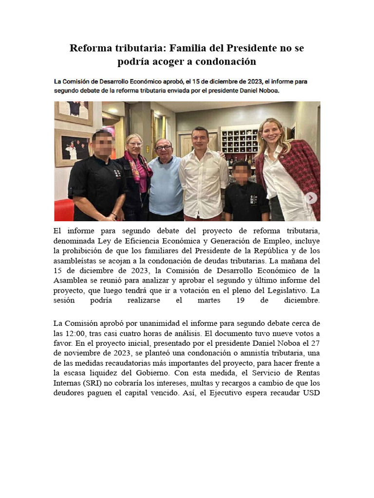 Reforma Tributaria - 16-12-2023 | PDF | Banco central europeo | Impuestos