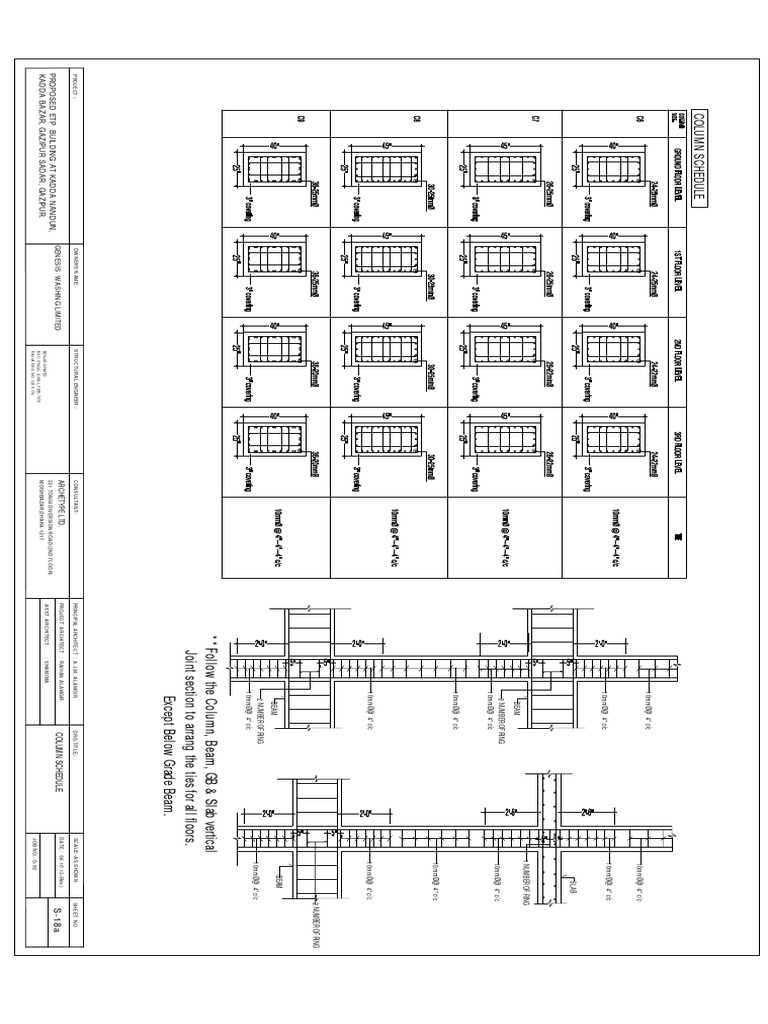 Beam and Column Schedule for ETP Building | PDF | Structural ...