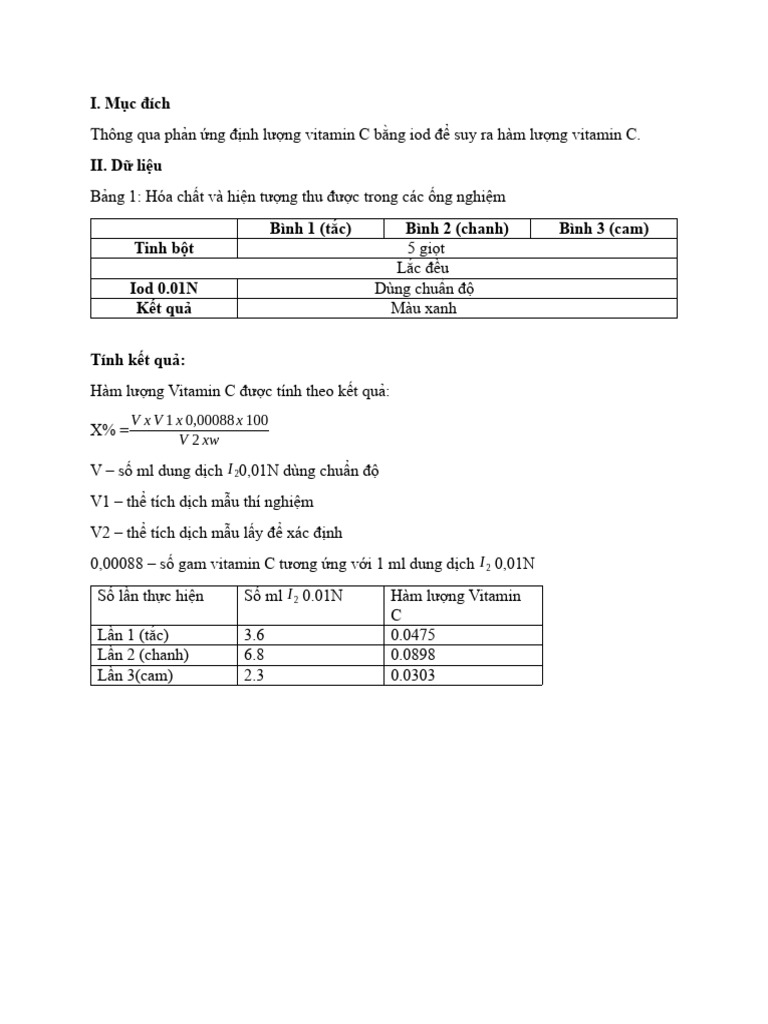 chuẩn độ vtm C bằng iod | PDF