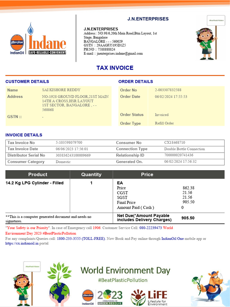 Gas Bill | PDF | Liquefied Petroleum Gas | Invoice