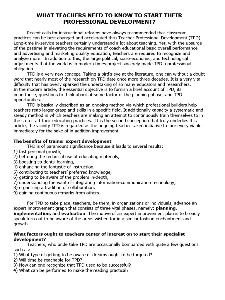 Essential Guide to Teacher Professional Development | PDF | Teachers | Goal