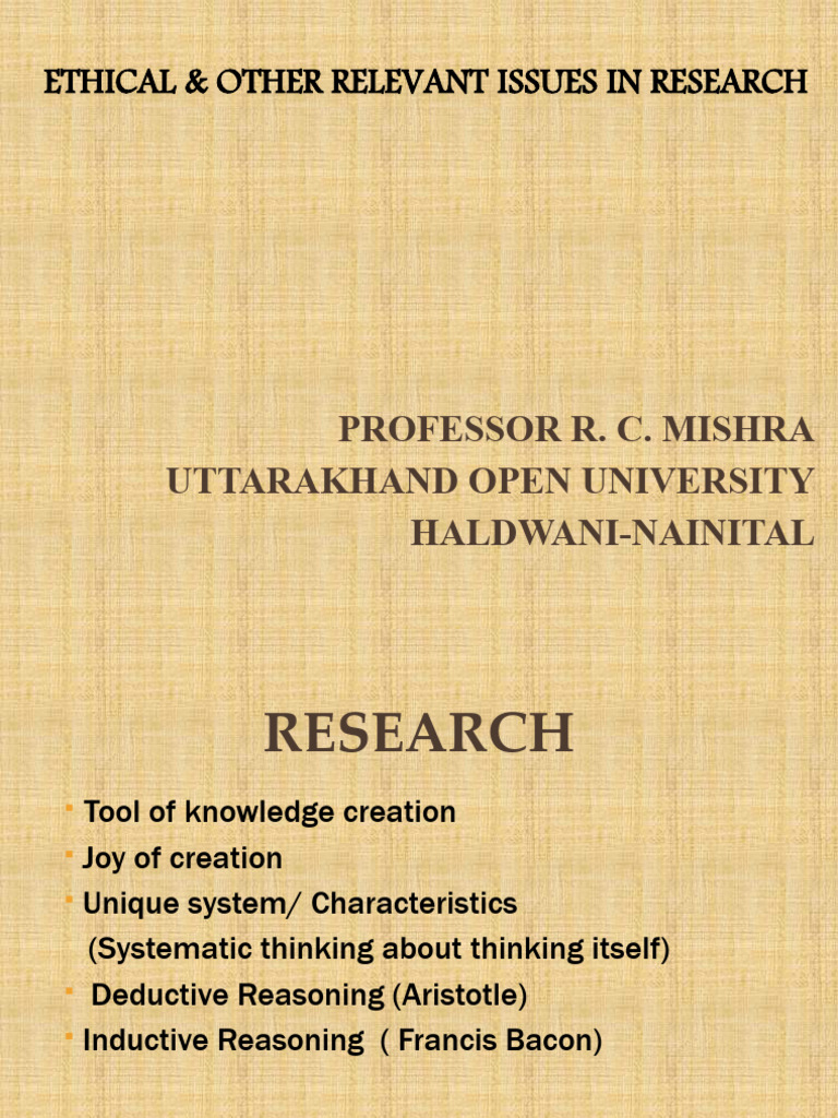 Ethical Issues in Research-1 Final | PDF | Knowledge | Reason