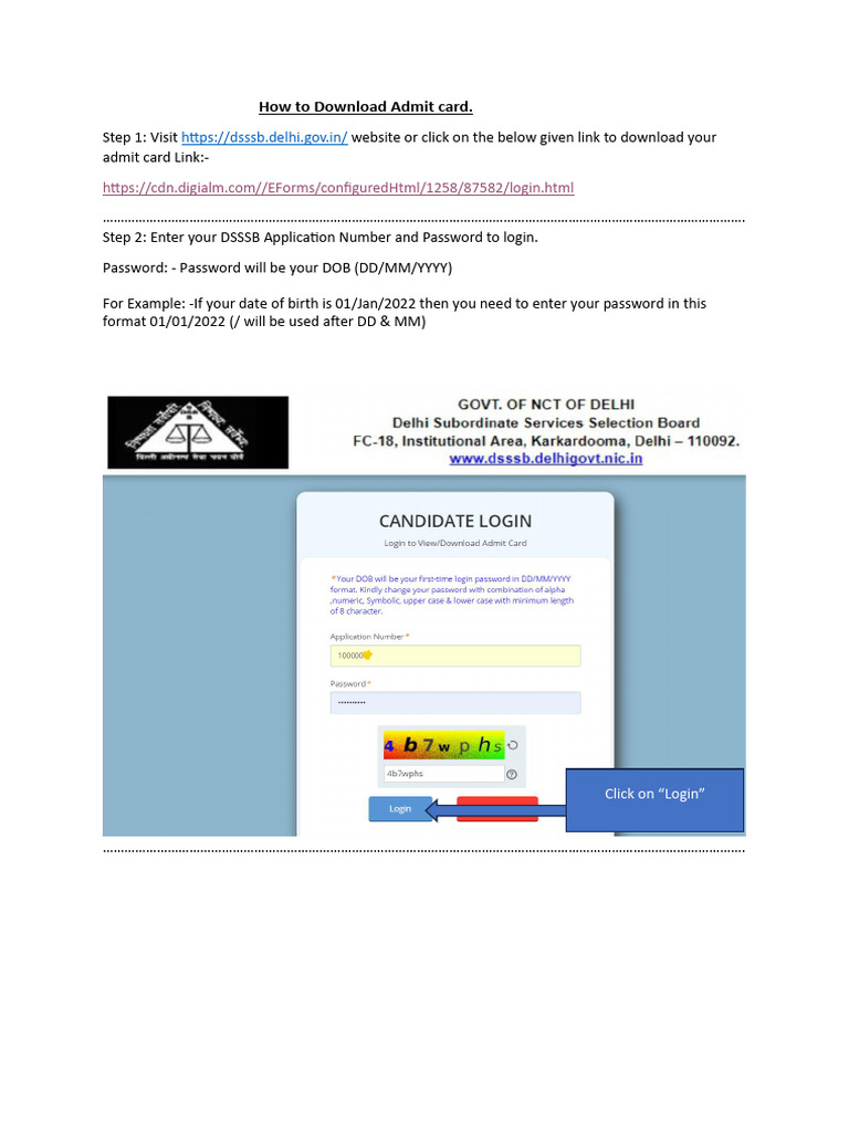 How To Download Admit Card 1 | PDF | Password | Login