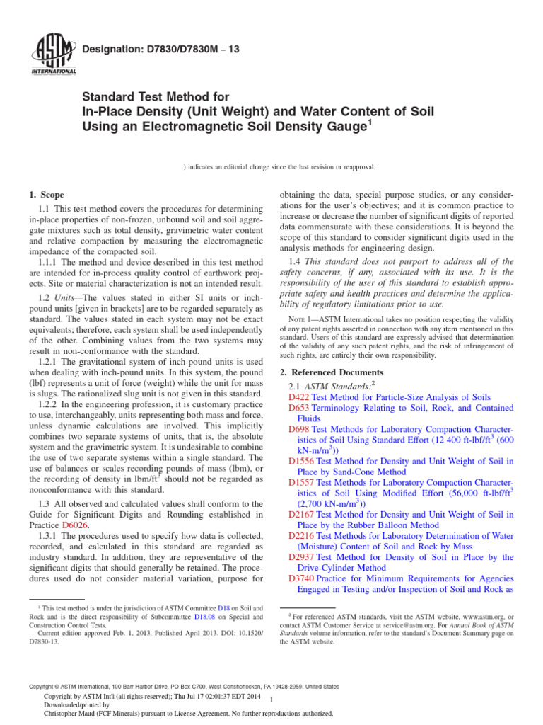 EDG - D7830 - Electromagnetic Soil Density Gauge | PDF | Density ...