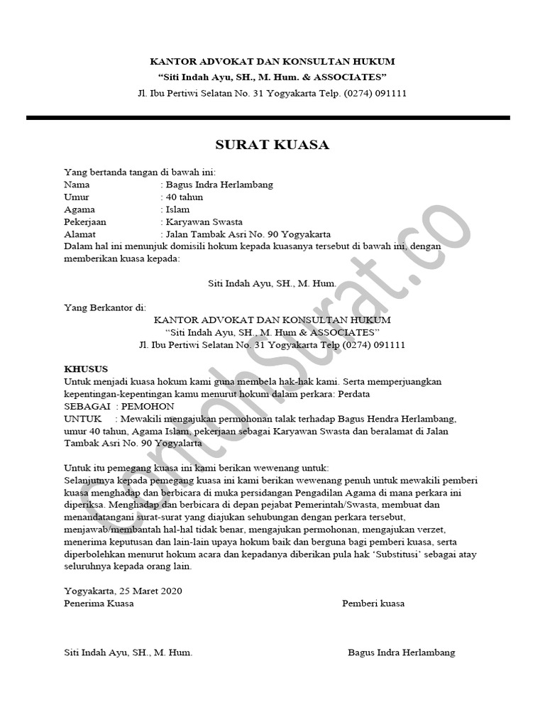 56 - Contoh Surat Kuasa Khusus | PDF | Politik | Ilmu Sosial