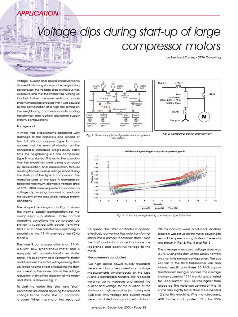 Voltage Dips During Start-Up of Large Compressor Motors | PDF | Transformer | Electric Motor