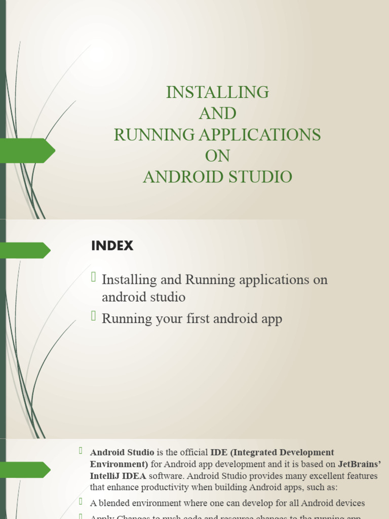 Running A Installing Android Studio | PDF | Android (Operating System) | Application Software