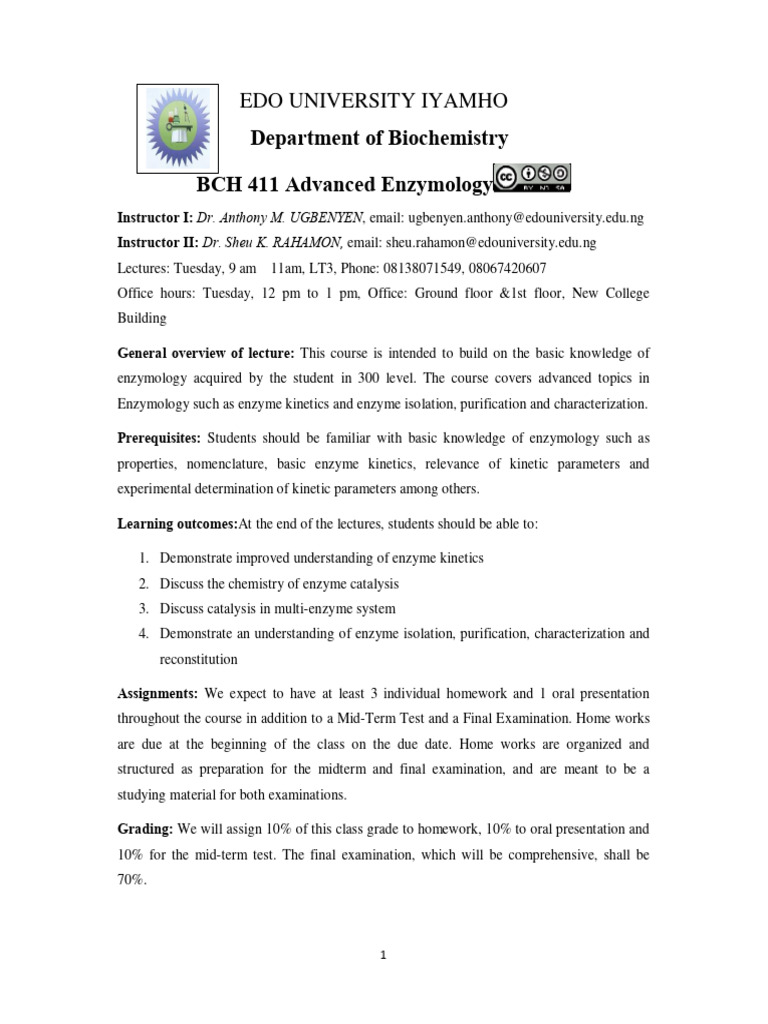 Advanced Enzymology Lecture Note | PDF | Enzyme Kinetics | Reaction Rate
