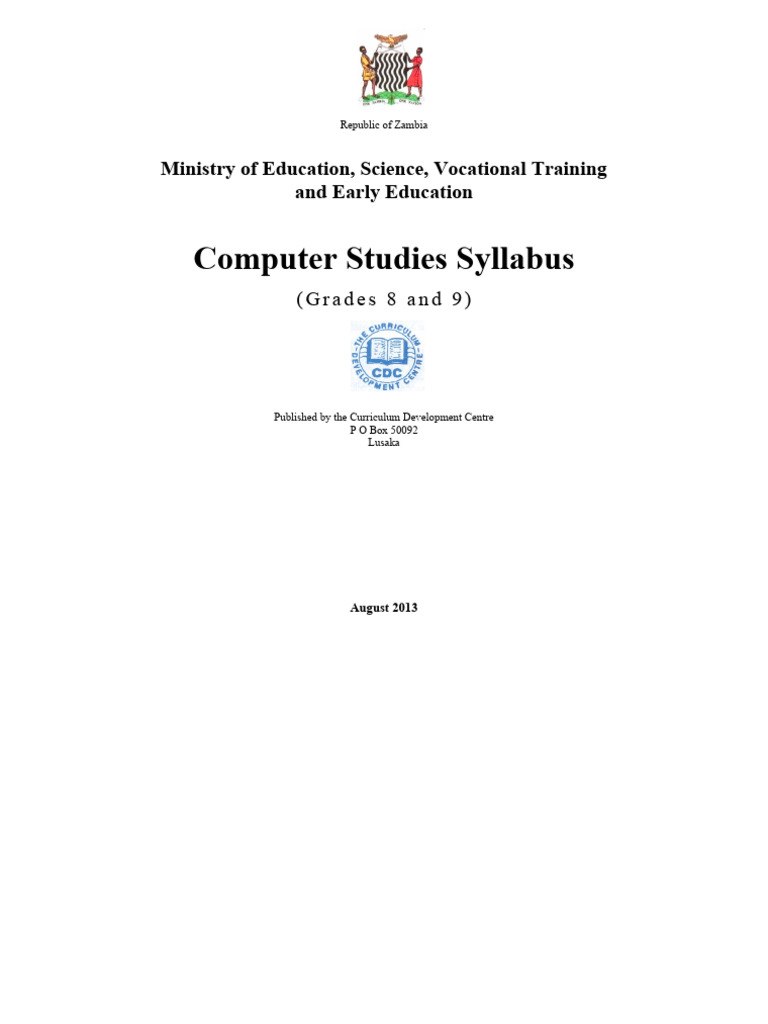 Grades 8 & 9 Computer Studies Syllabus ZEPH Ready | PDF | Spreadsheet ...