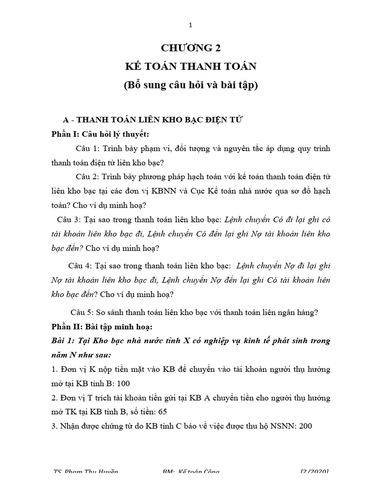 BT KT Thanh Toán - SV 2021 - Đ | PDF