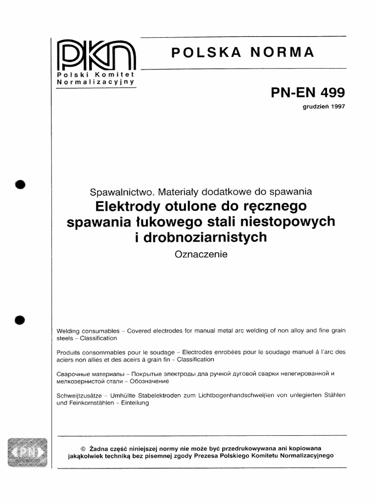 Pn-En 499 - Elektrody | PDF