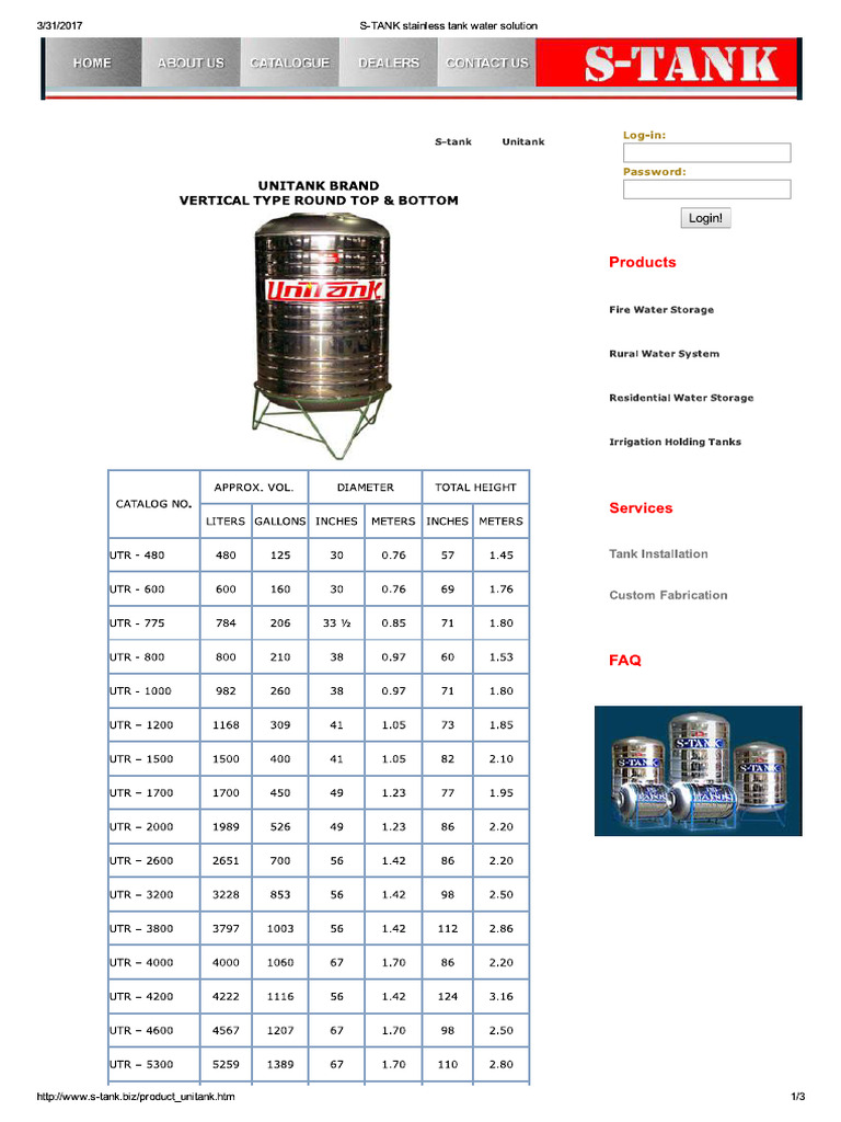 UNI-TANK Stainless Tank Water Solution | PDF
