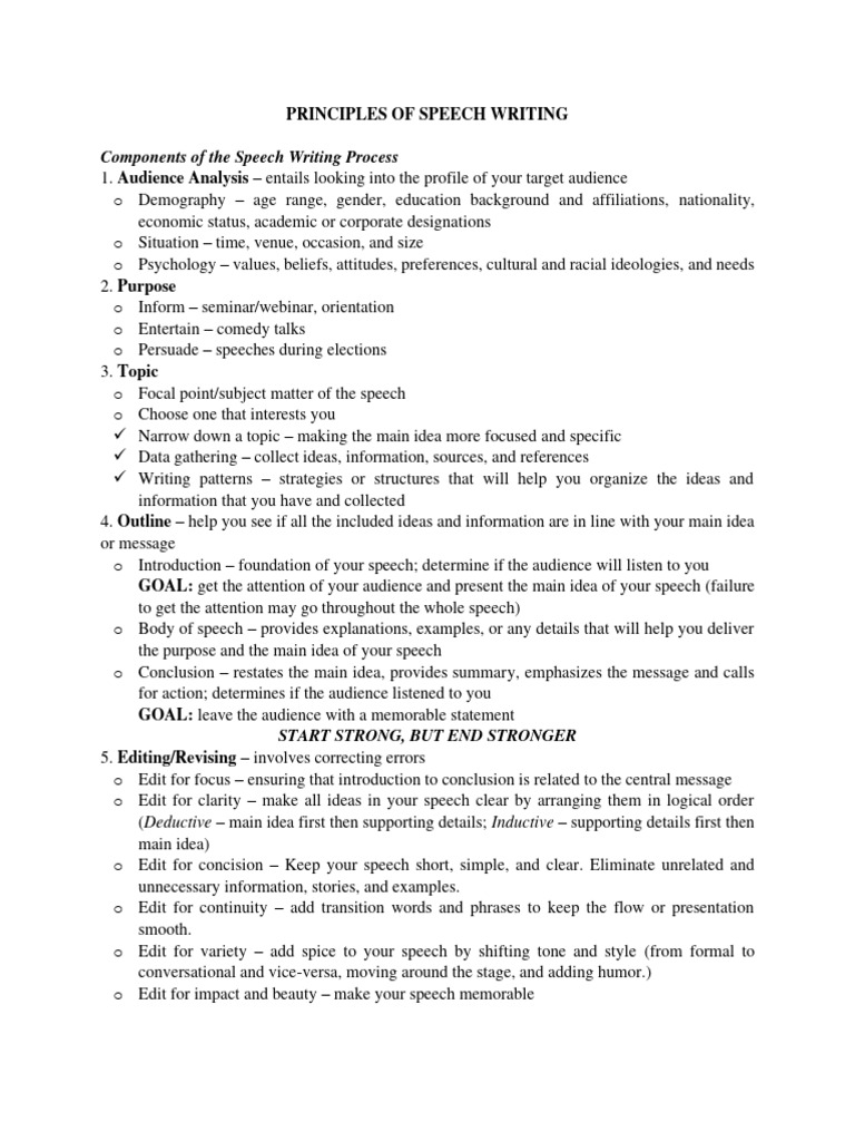 Principles of Speech Writing | PDF | Attention | Information