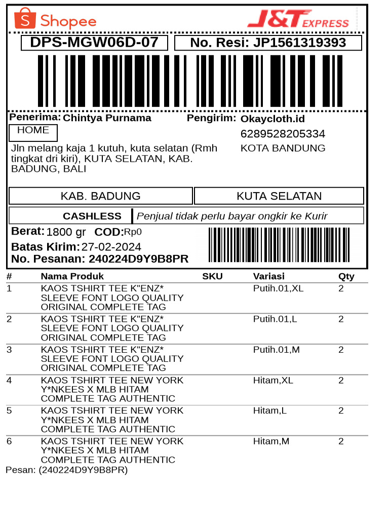 Label Pengiriman - Reguler - 1 - 2024-02-26T095705.373 | PDF