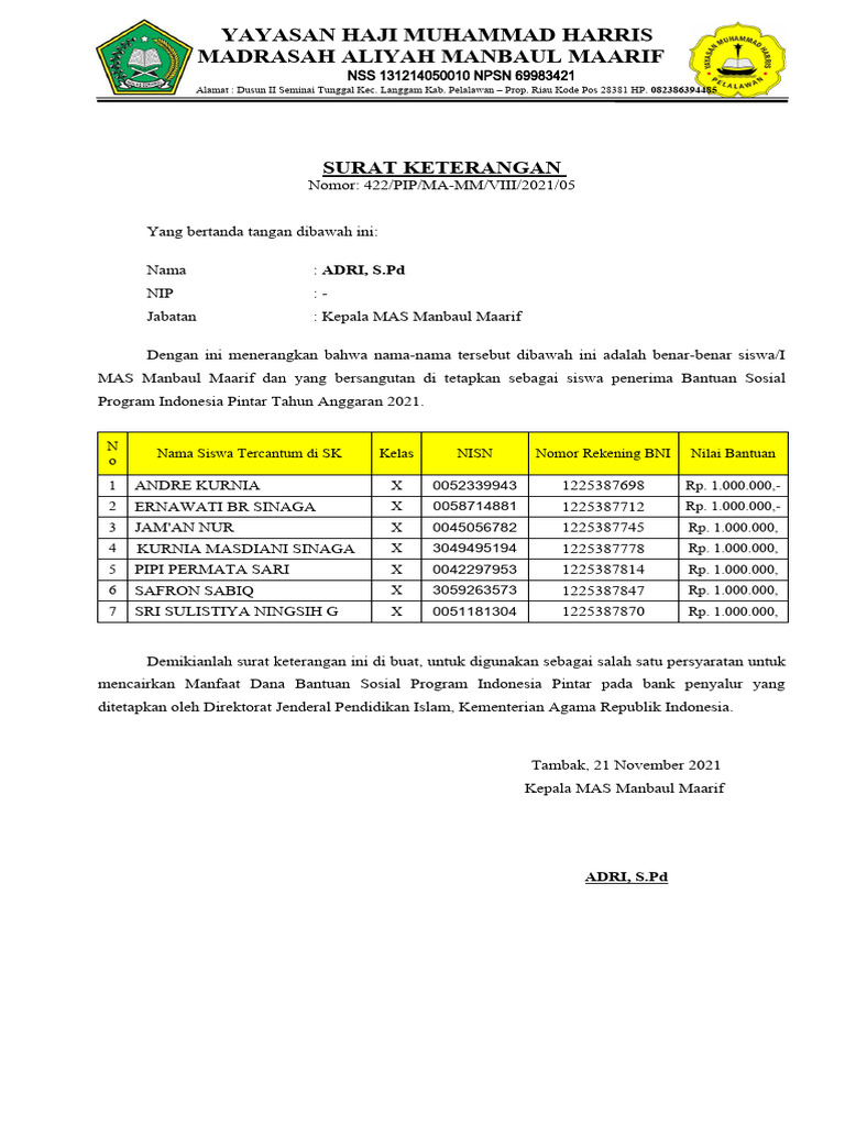 Surat Pencarian PIP | PDF
