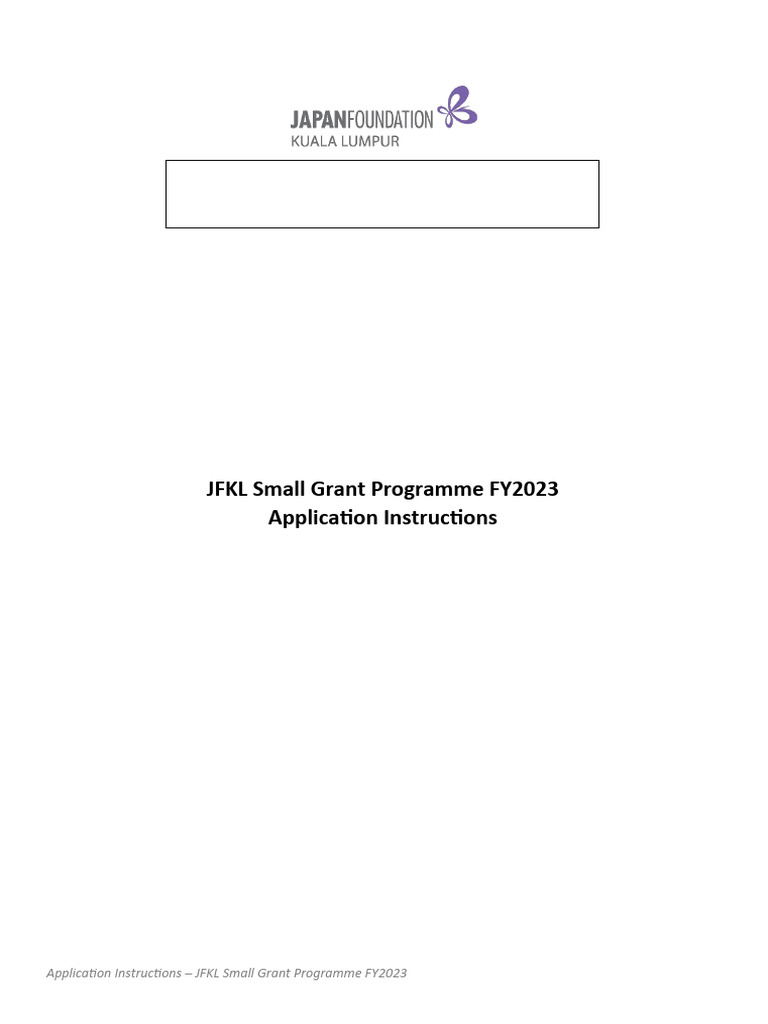 Application Form JFKL Small Grant Programme FY2023 | PDF