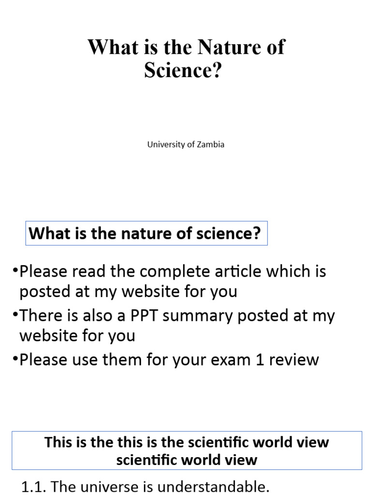 Lecture 1 - The Nature of Science | PDF | Hypothesis | Scientific Method