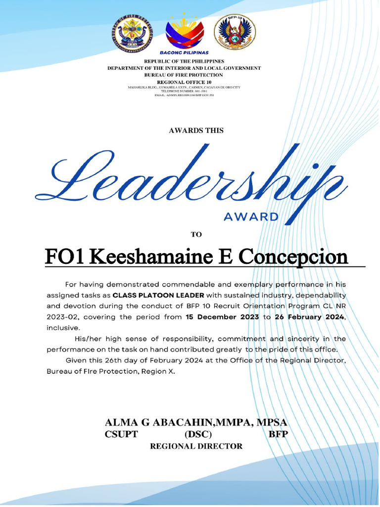 Leadership Award Template | PDF