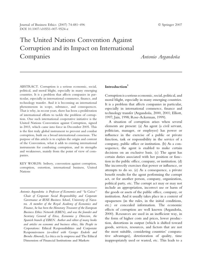 BACAAN V CGG FH UI AN UN Anticorruption Convention | PDF