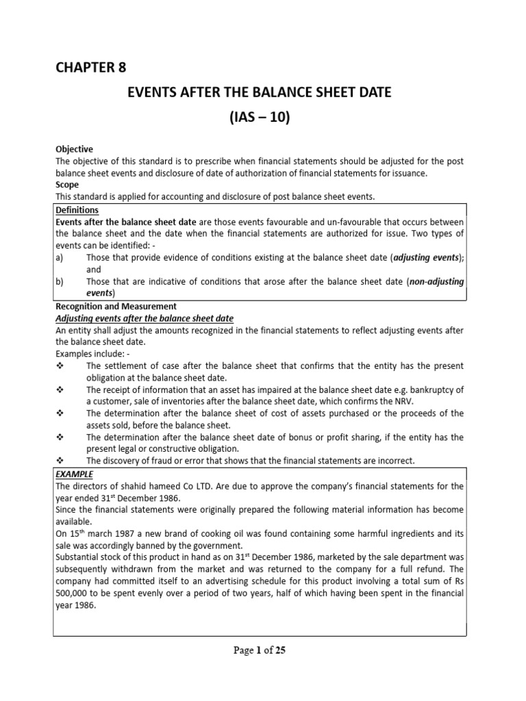Chapter 8 IAS 10 & 37 | PDF | Balance Sheet | Equity (Finance)