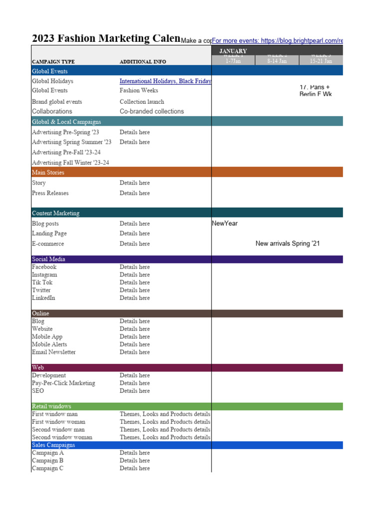 2023 Fashion Marketing Calendar | PDF | Advertising | Websites