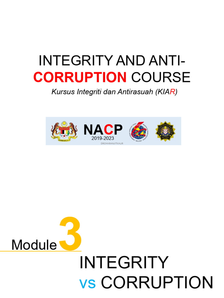Notes 3 - Integrity Vs Corruption | PDF | Integrity | Corruption