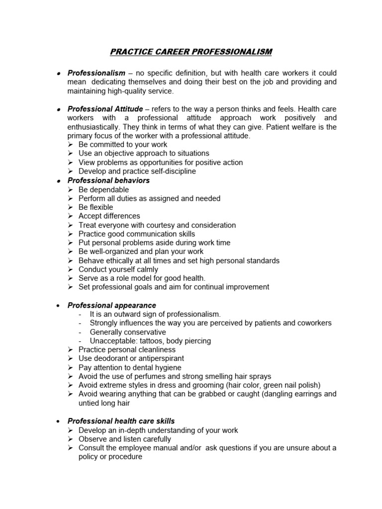 Career Professionalism | PDF | Goal | Attitude (Psychology)