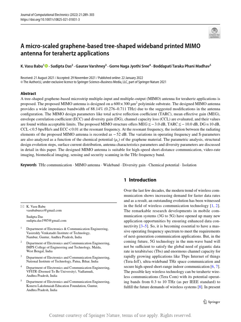 A Micro-Scaled Graphene-Based Tree-Shaped Wideband | PDF