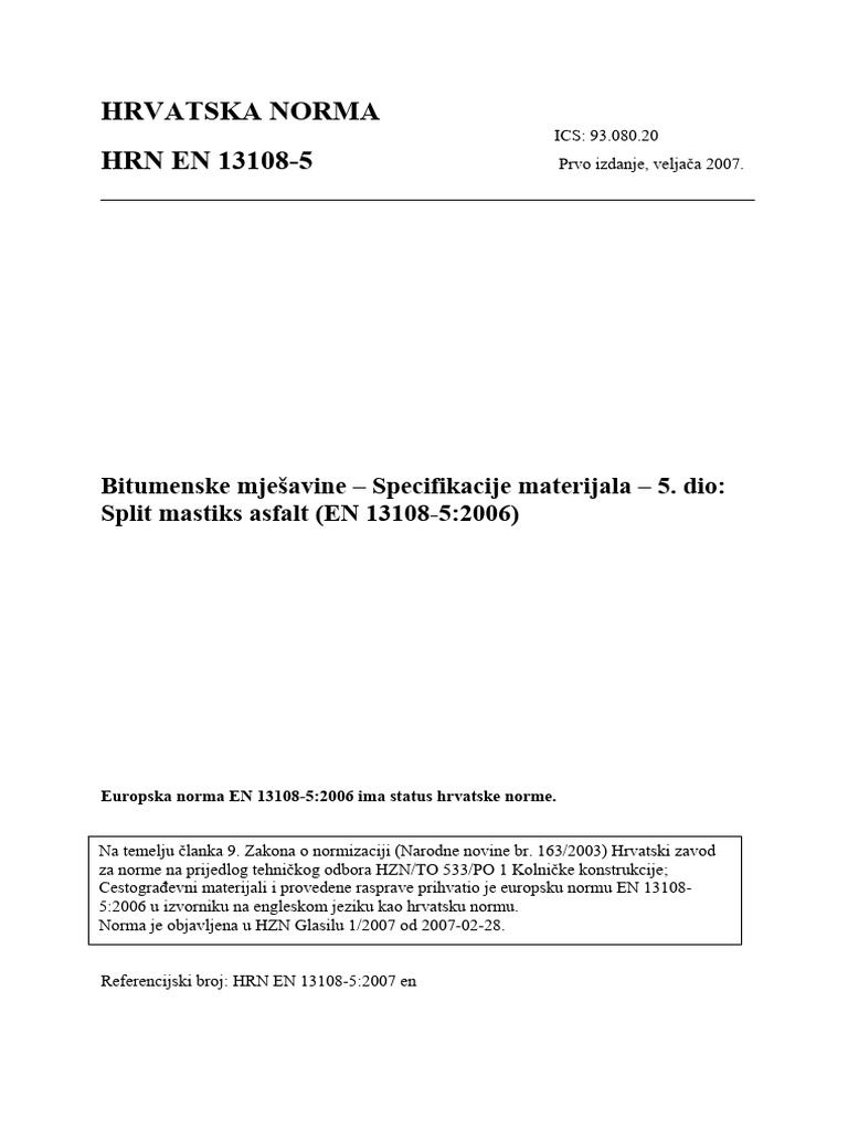 HRN EN 13108-5 Prijevod | PDF