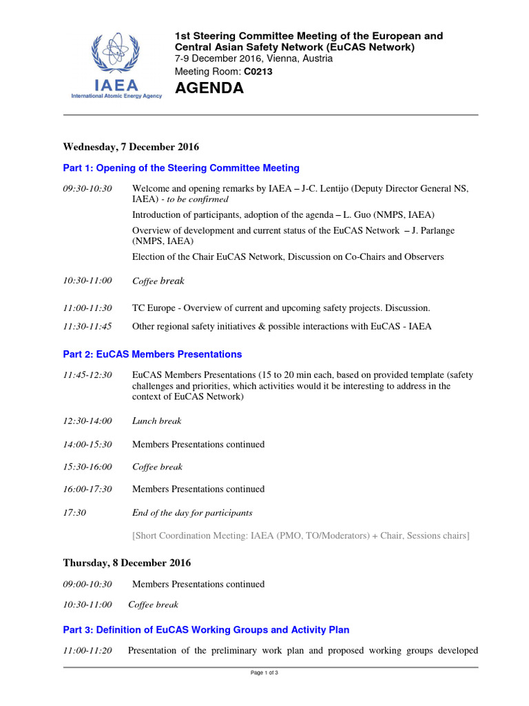 1st EuCASNetwork SC 7-9dec2016 DraftAgenda | PDF | Nuclear Weapons ...