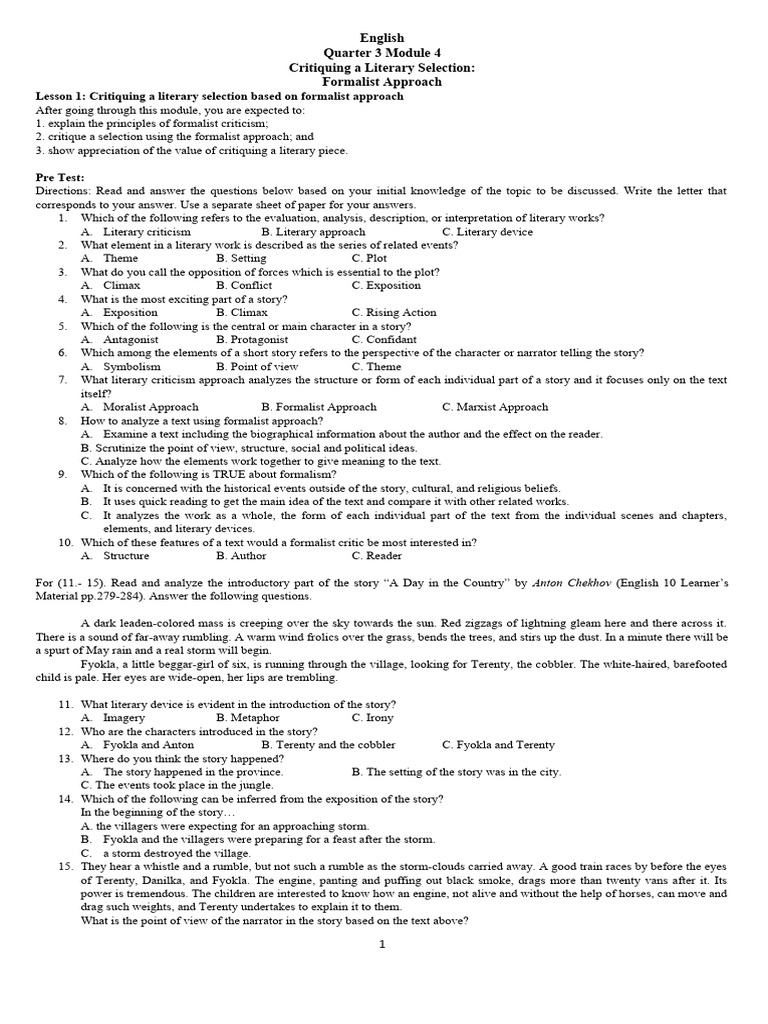 M4 Handouts | PDF | Plot (Narrative) | Narration