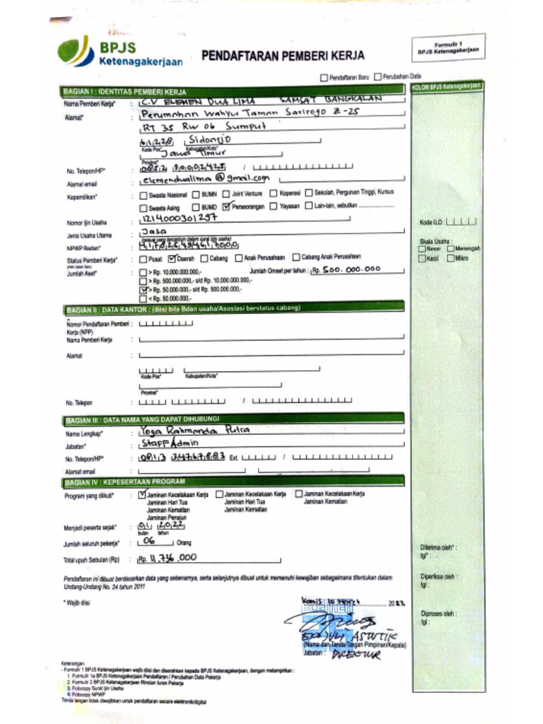 Contoh Pengisian Formulir | PDF