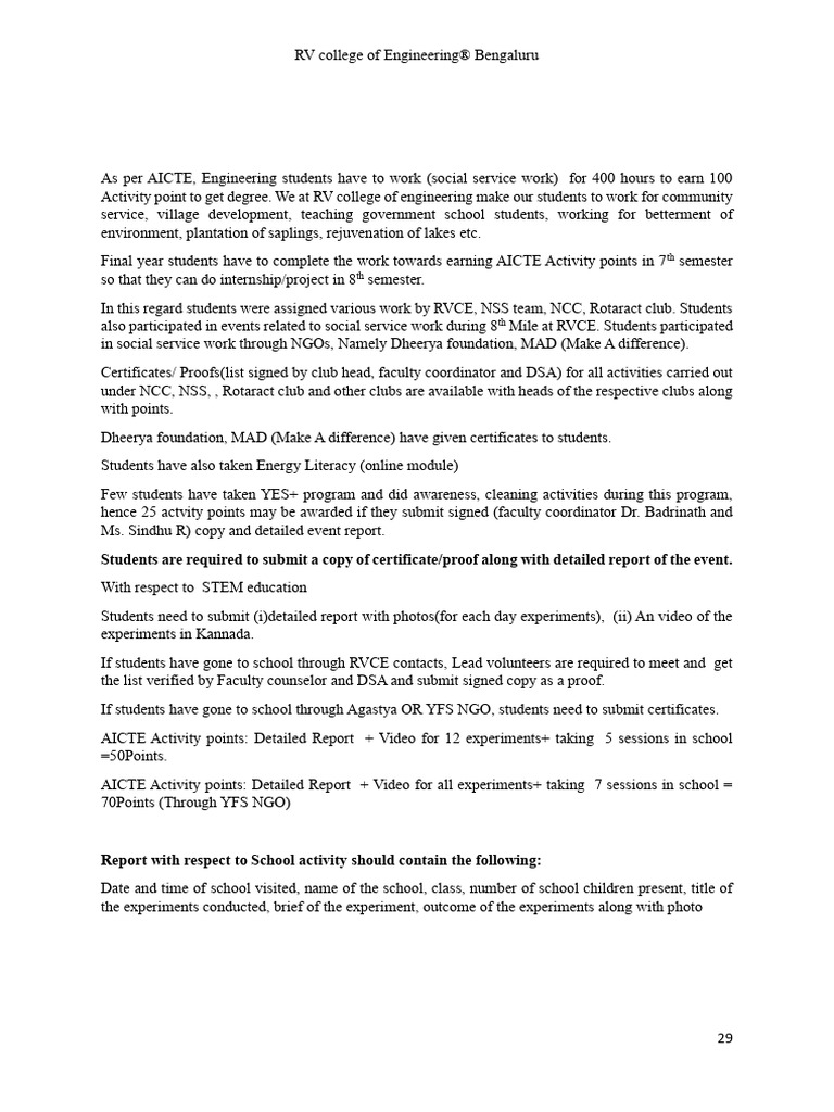 AICTE Activity Report | PDF