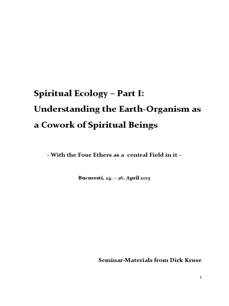 Spiritual Ecology I Seminar | PDF | Rudolf Steiner | Ecology