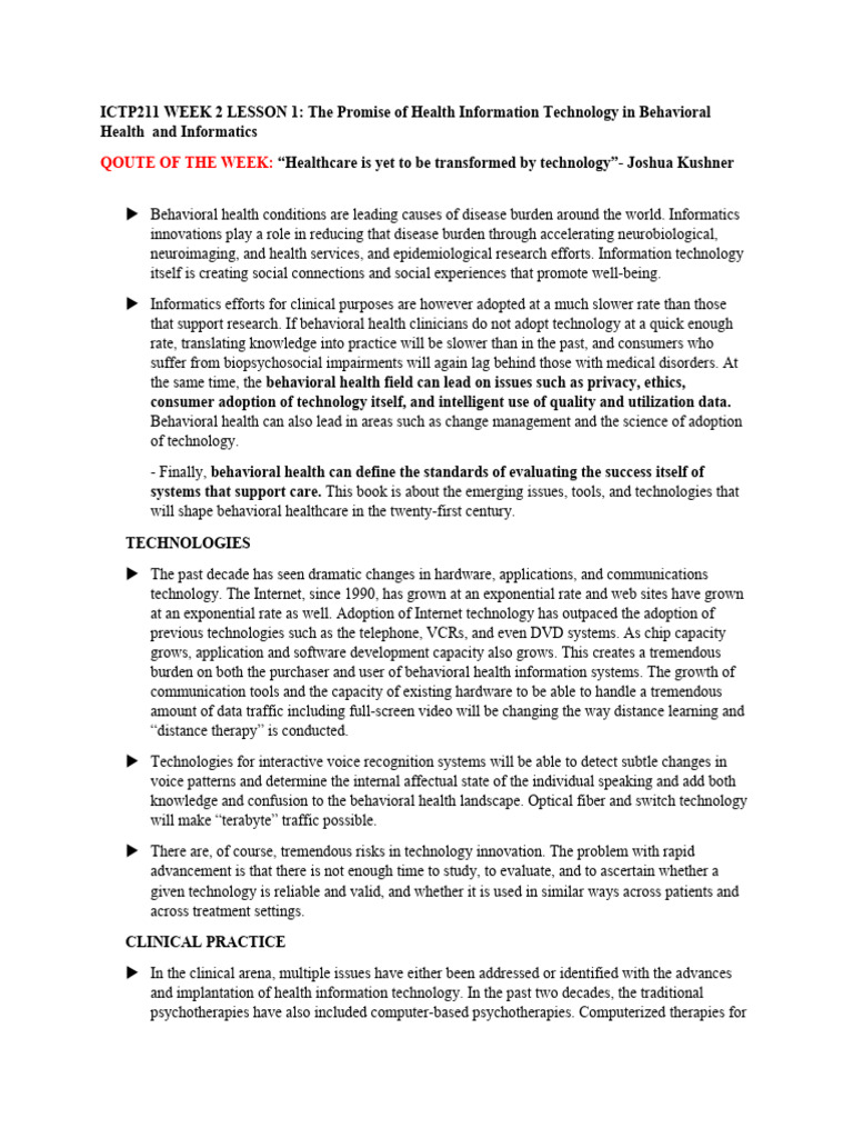 Ictp211 Prelim Notes | PDF