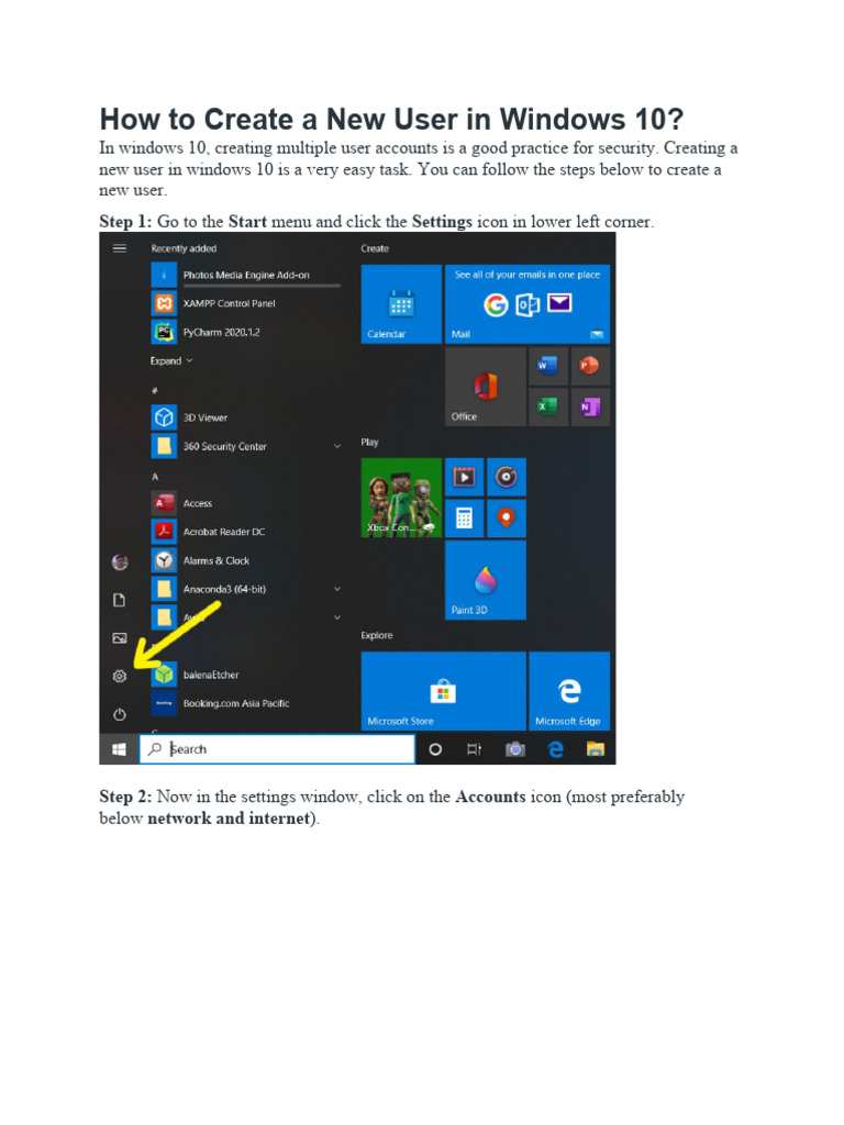 Windows 10 User Account Setup Guide | PDF | Business