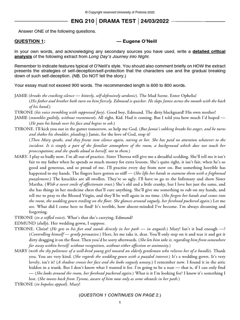 ENG 210 - Drama Test (2022) | PDF | Turnitin | Plagiarism