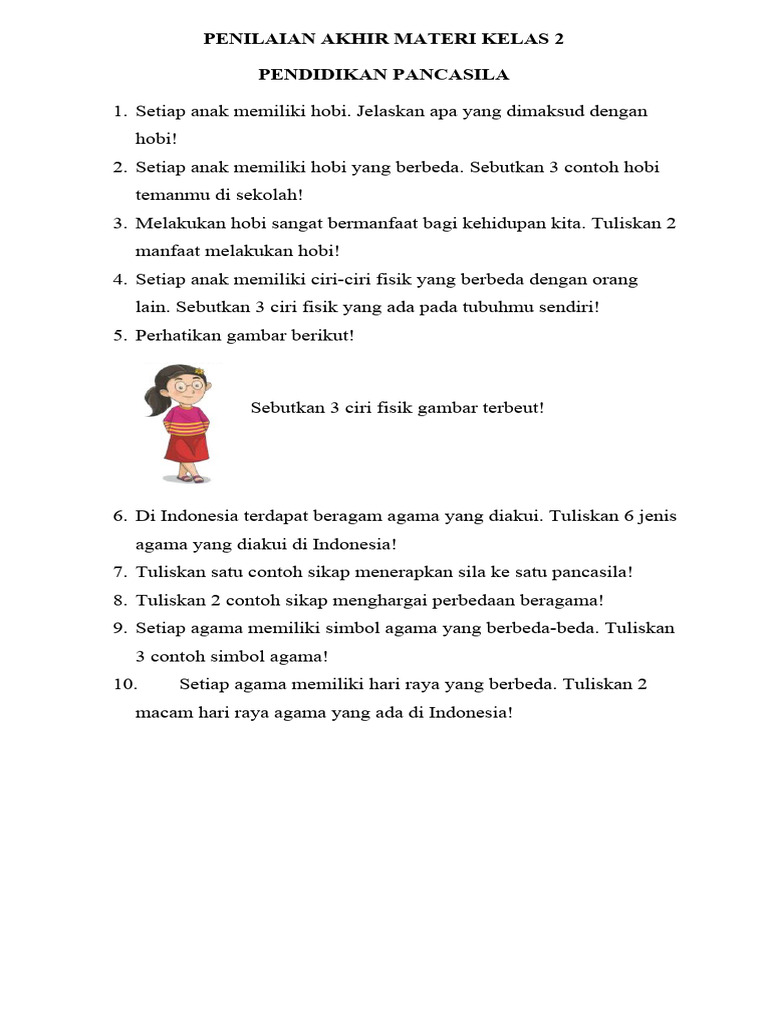 Soal Akhir Materi Kels 2 Mid 2 | PDF