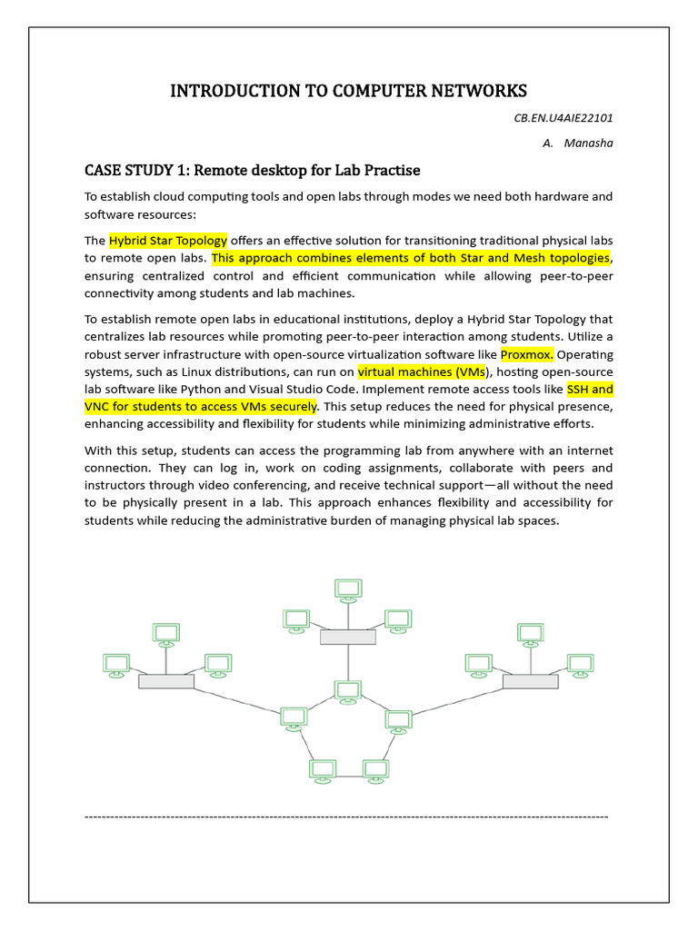 Hybrid Star Topology for Remote Labs | PDF | Peer To Peer | Cloud Computing