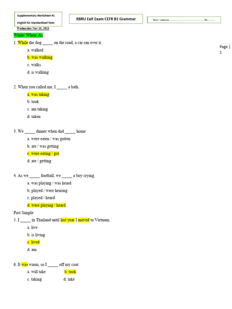 Updated Nov 15 - Grammar B1 | PDF | Syntax | Grammar