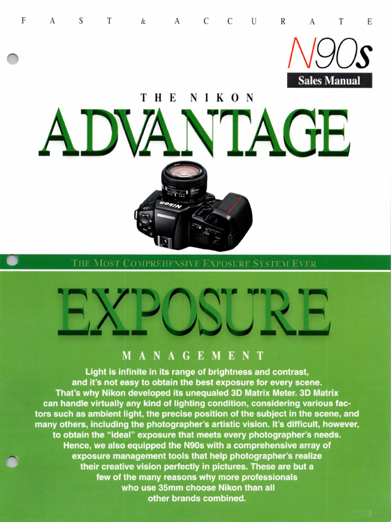 Nikon N90s Exposure Sales Brochure | PDF | Exposure (Photography) | Digital Camera Modes