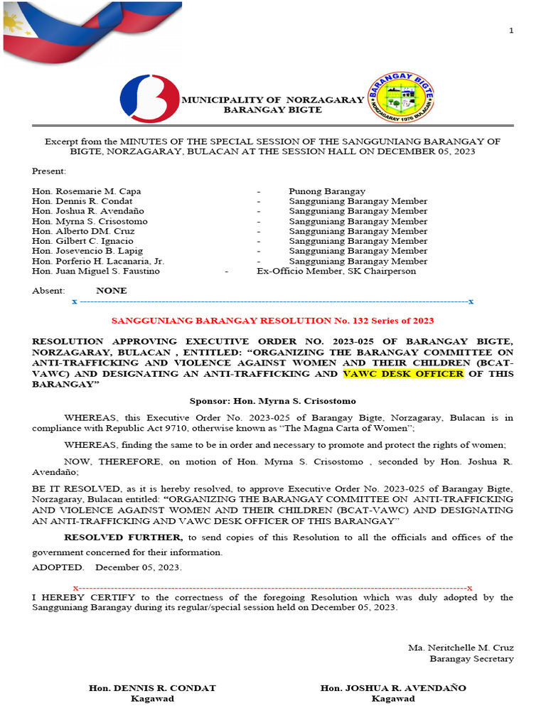 Reso 2023-132 Vaw Desk Officer | PDF